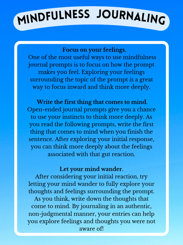 Mindfulness Journal Prompts Guide | PDF | Psychological Concepts ...
