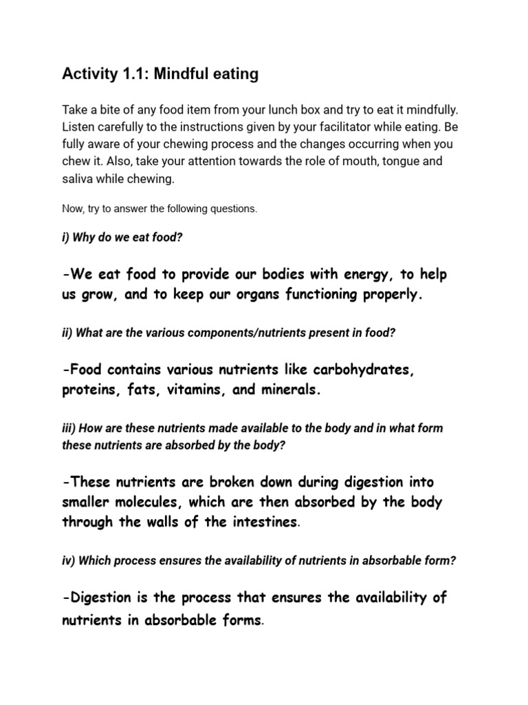 Mindful Eating Lesson Plan | PDF