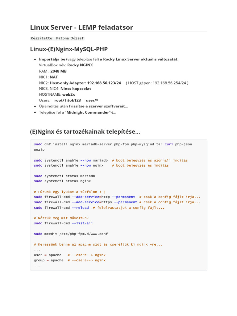 Rocky - Linux NGINX LEMP | PDF