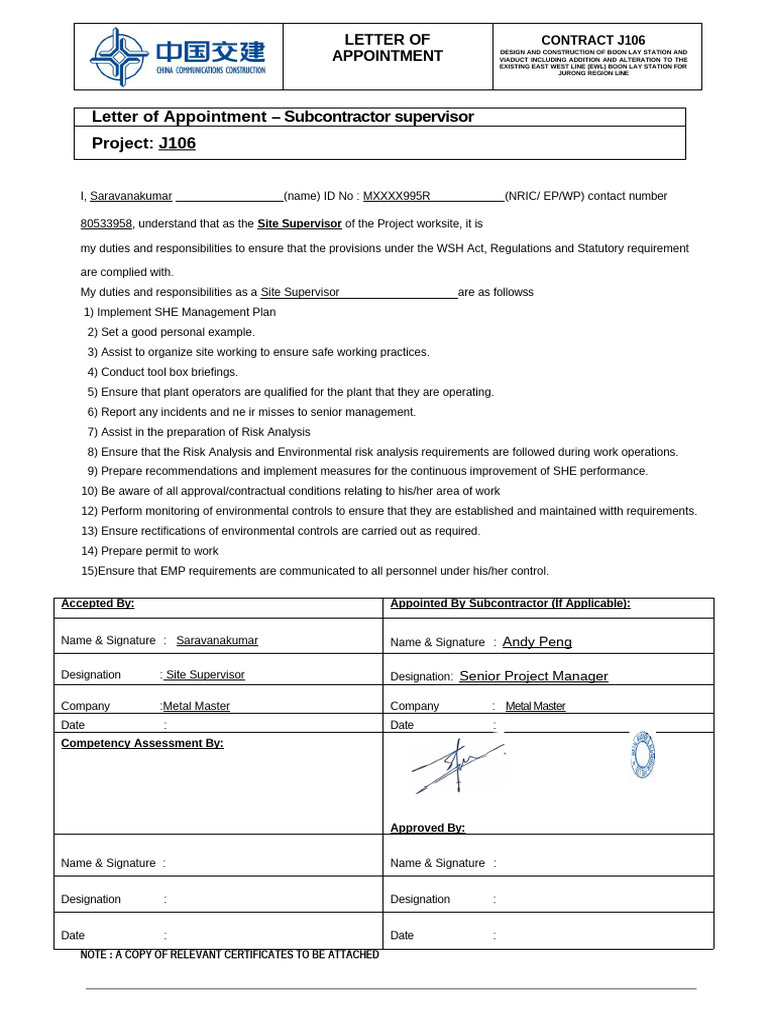 3.14 Letter of Appointment - Supervisor | PDF