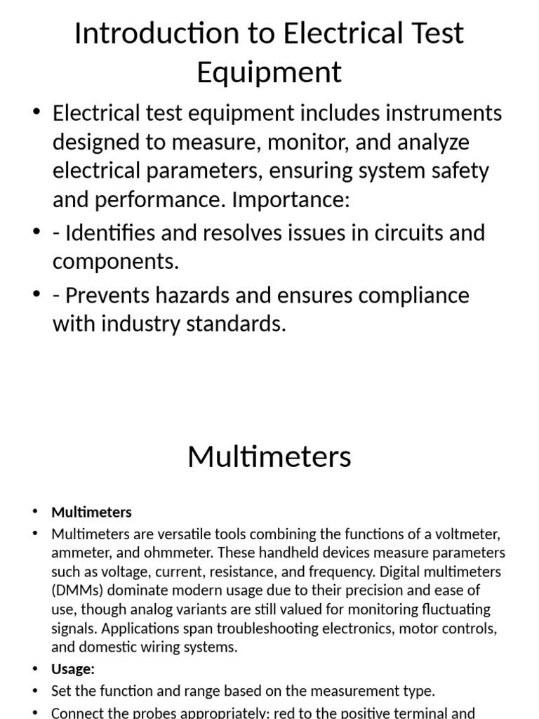 Essential Electrical Test Equipment Guide | PDF | Insulator ...