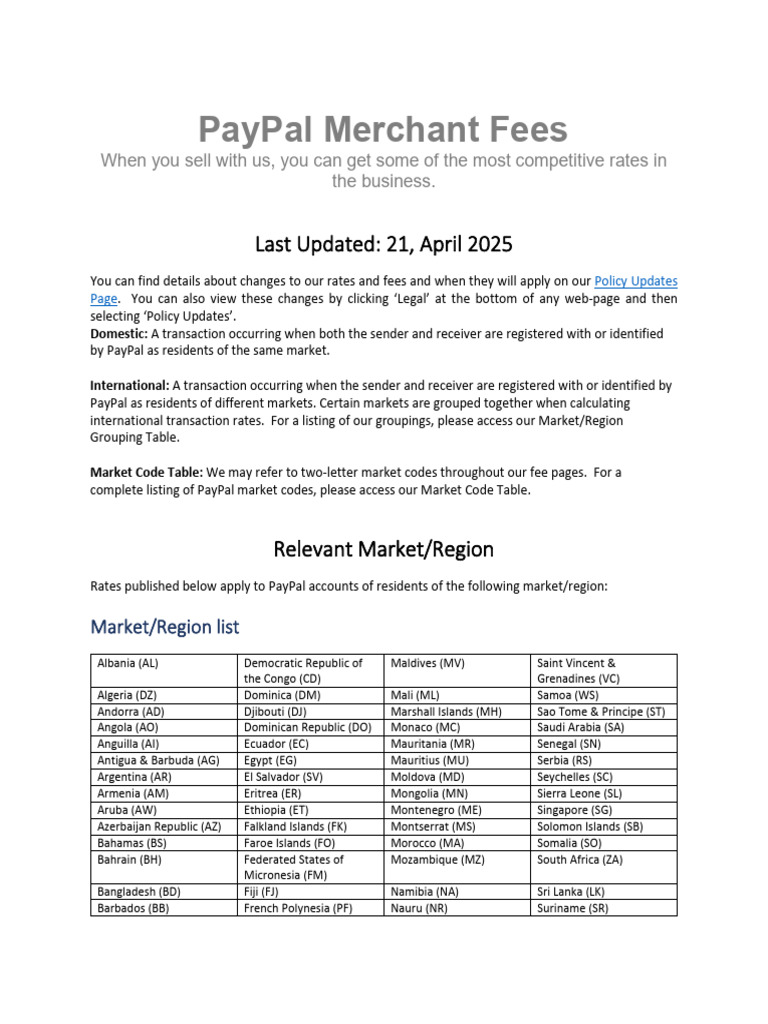 PayPal Merchant Fees Explained | PDF | International Trade | Currency