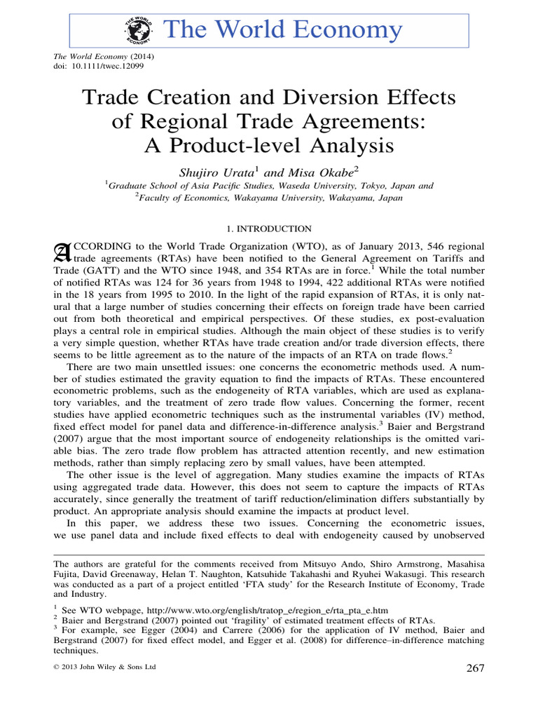 Trade Effects of Regional Agreements | PDF | Estimator | Fixed Effects ...