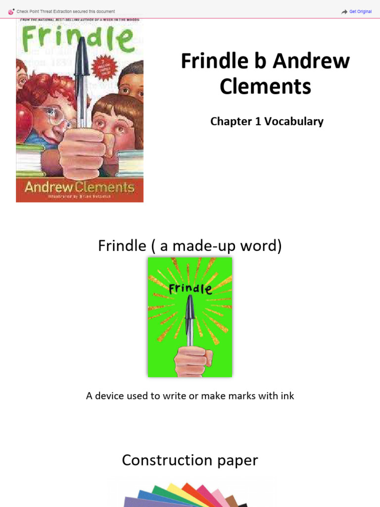 Frindle Vocabulary Chapters 1-3 | PDF