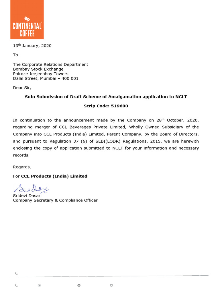 NCLT Amalgamation Application for CCL Products | PDF | Taxes | Lease