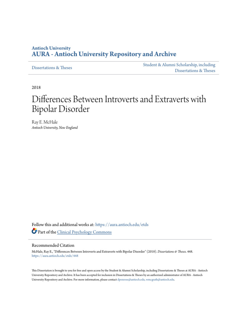 Differences Between Introverts and Extraverts With Bipolar Disord | PDF ...