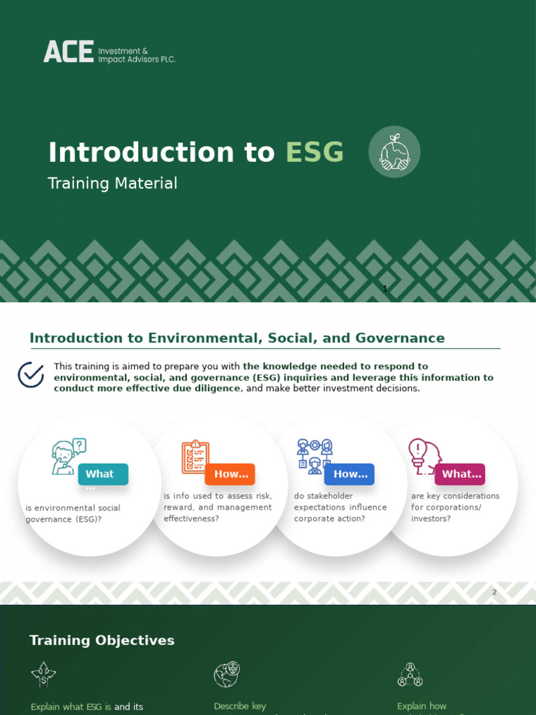 INtroduction To ESG Slides ACE | PDF | Governance | Corporate Social ...