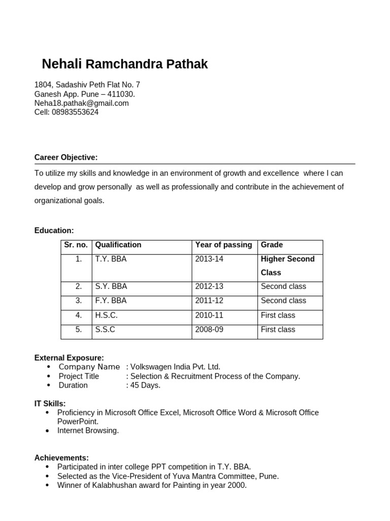 Resume Nehali 1 | PDF