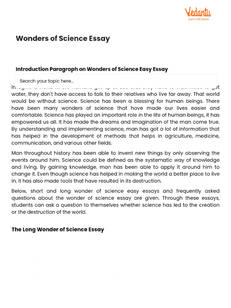 Wonders of Science Essay | PDF