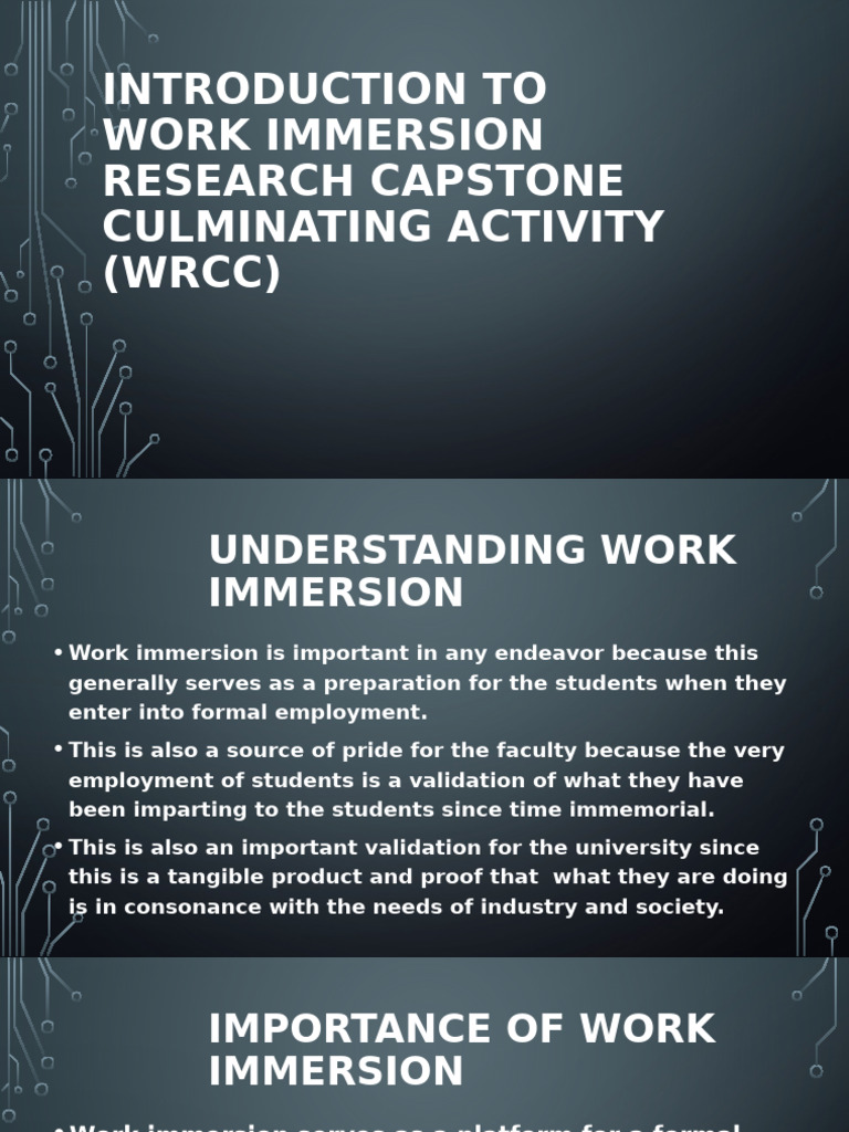 Understanding WRCC in Work Immersion | PDF | Science | Linguistics