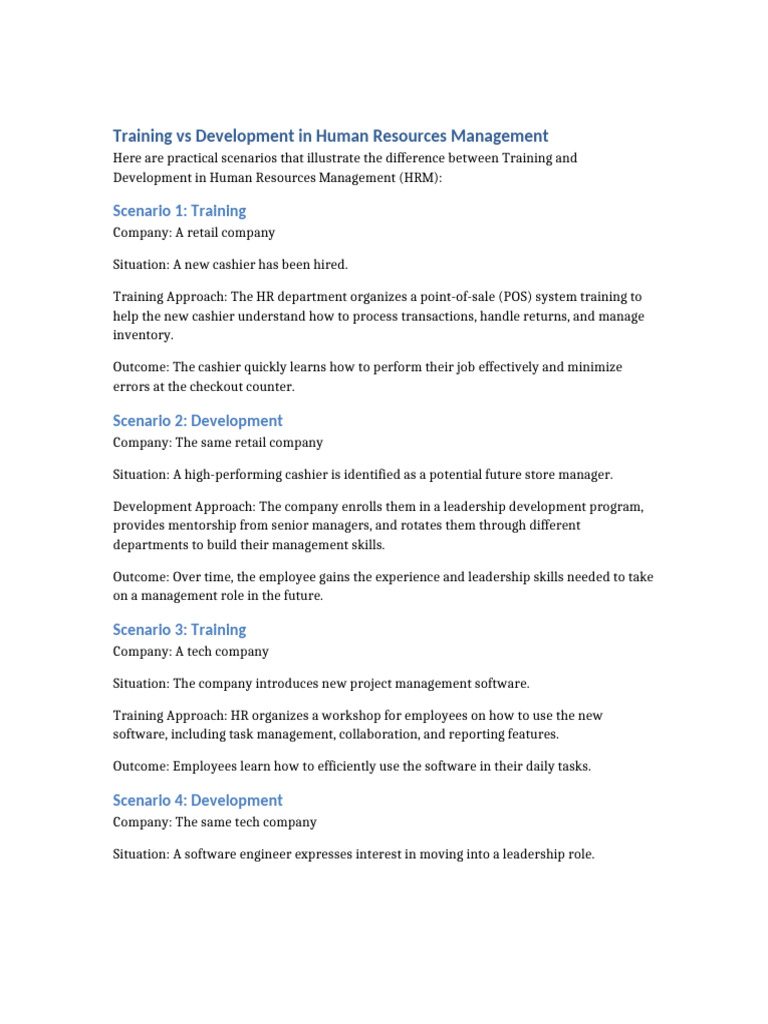 Training_vs_Development_HRM | PDF