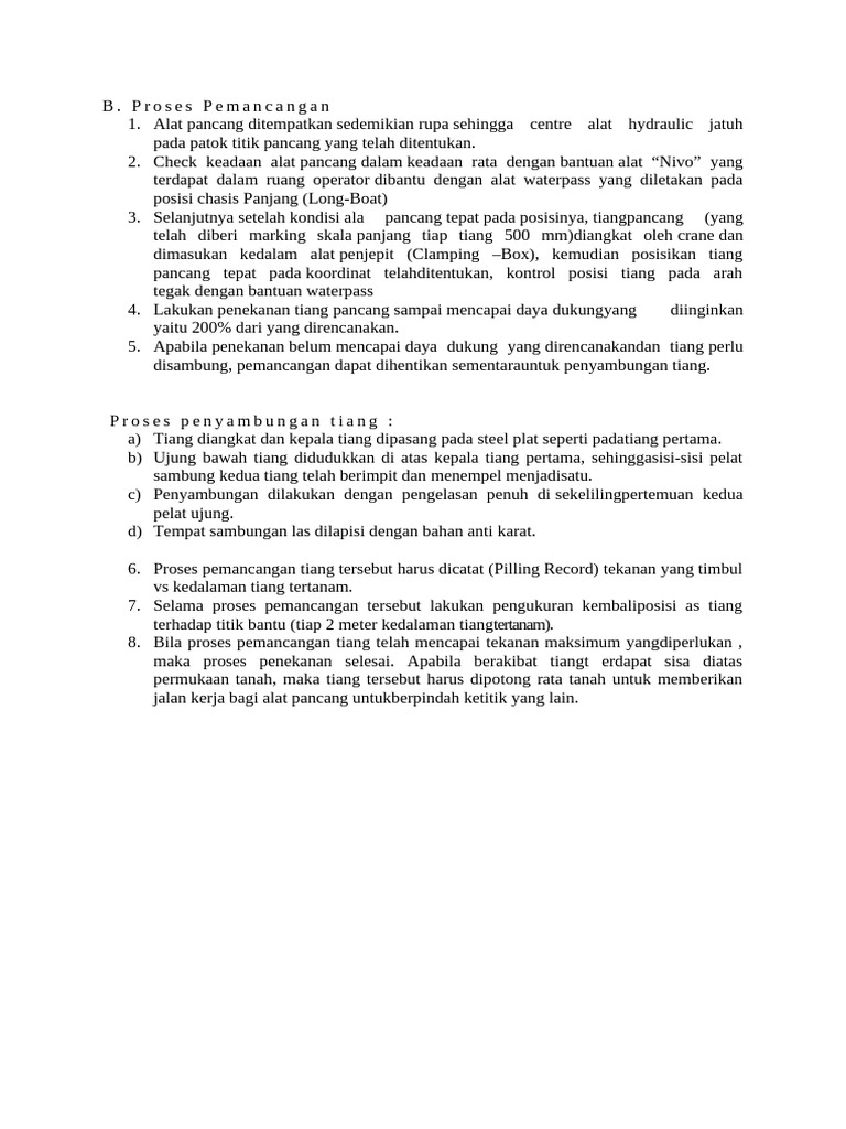 Prosedure Tiang Pancang | PDF