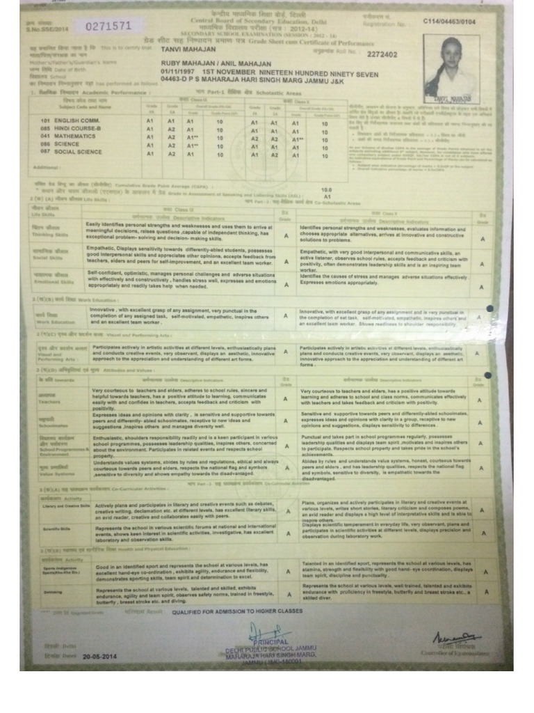 10th Marksheet | PDF