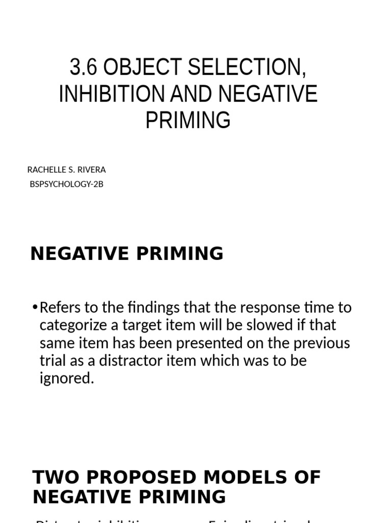 Chapter-3-Object-Selectioninhibition-And-Negative-Priming COG PSYCH | PDF | Attention | Perception