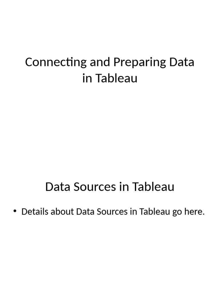 Connecting and Preparing Data in Tableau | PDF