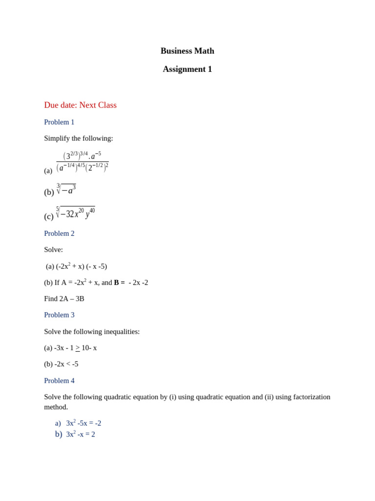 Math Assignment 1 Spring 25 | PDF