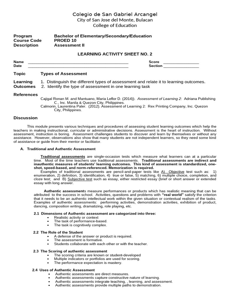 Learning-Sheet-No.-2-PROED-10 | PDF | Educational Assessment | Learning