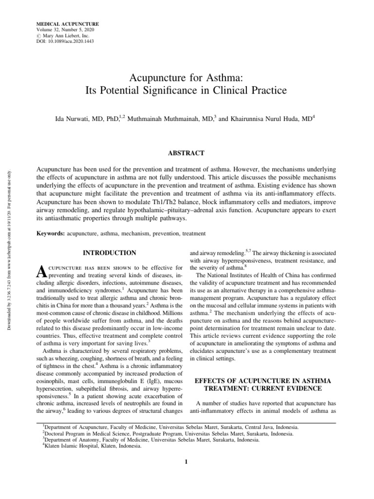 Acupuncture's Role in Asthma Treatment | PDF | T Helper Cell | Asthma