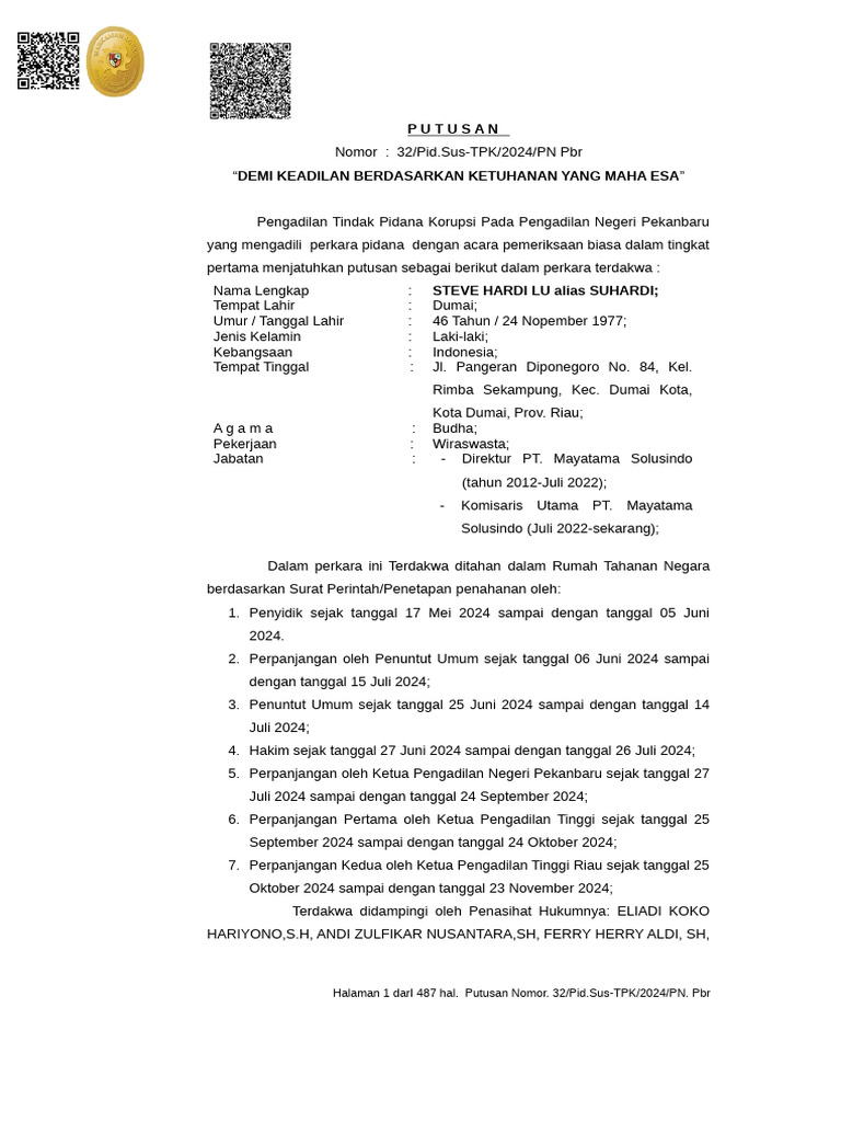 Putusan 32 Pid - Sus-Tpk 2024 PN PBR 20250218105827 | PDF