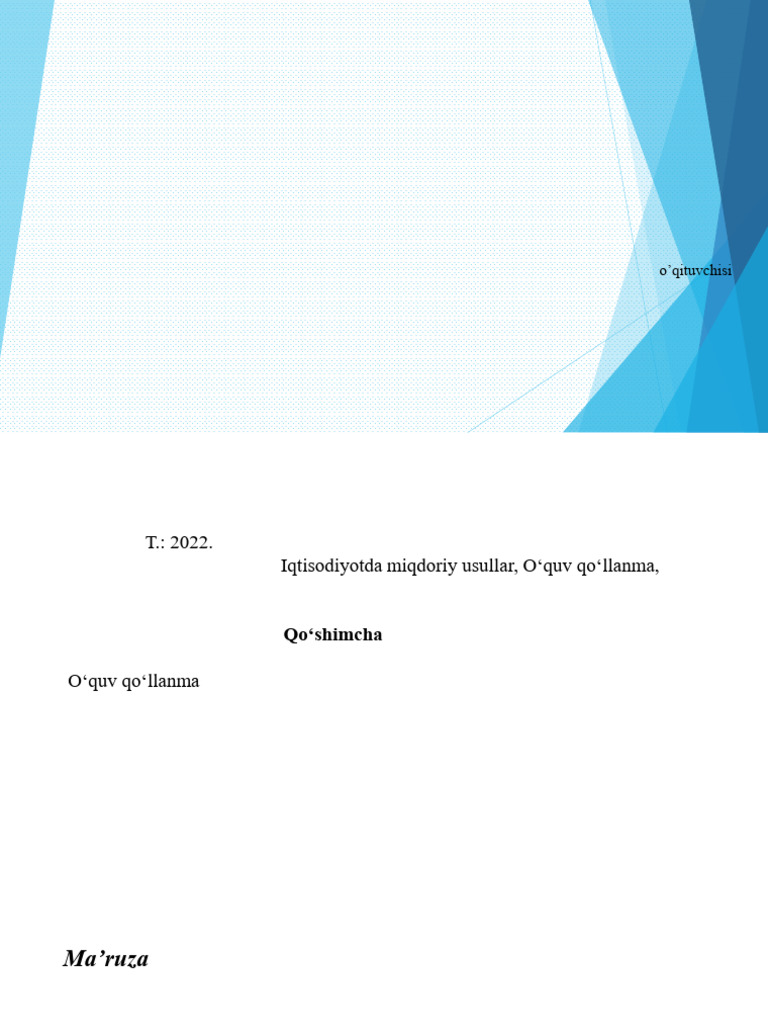 1-Dars 16. 01. 2025 | PDF