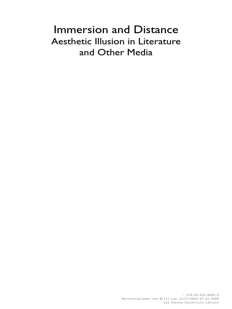 Mahler_Immersion and Distance_Aesthetic Illusion | PDF | Experience ...