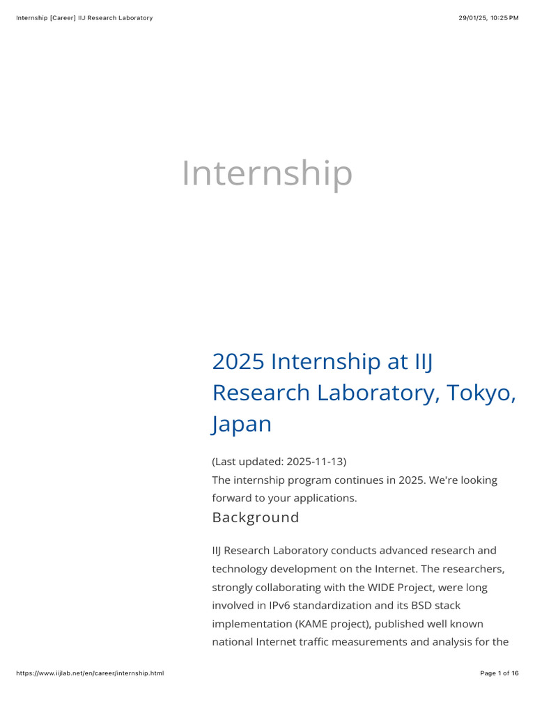 Internship (Career) IIJ Research Laboratory | PDF | Travel Visa | Data Compression