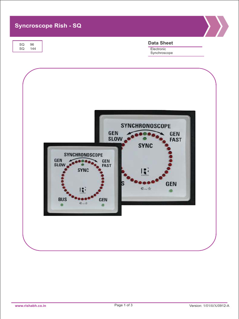 Rishabh Synchroscope Analog Panel Meter | PDF | Frequency | Voltage