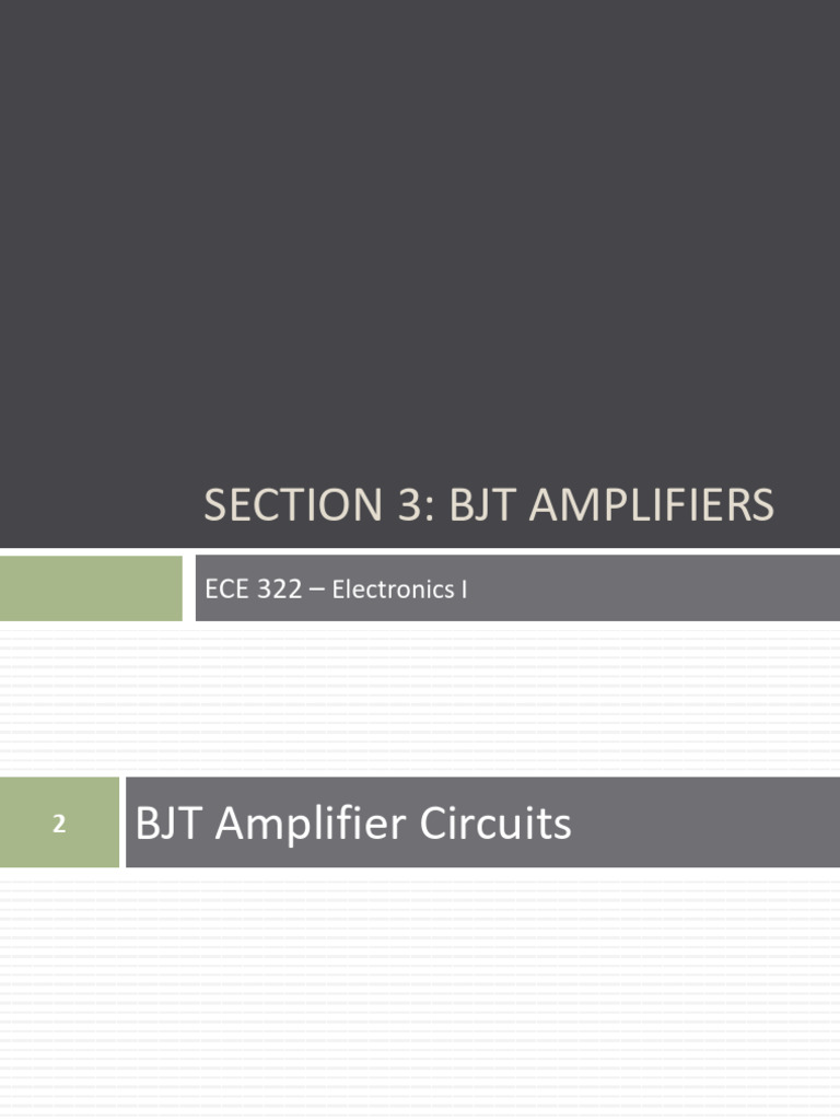 Section 3 BJT Amplifiers | PDF | Amplifier | Bipolar Junction Transistor