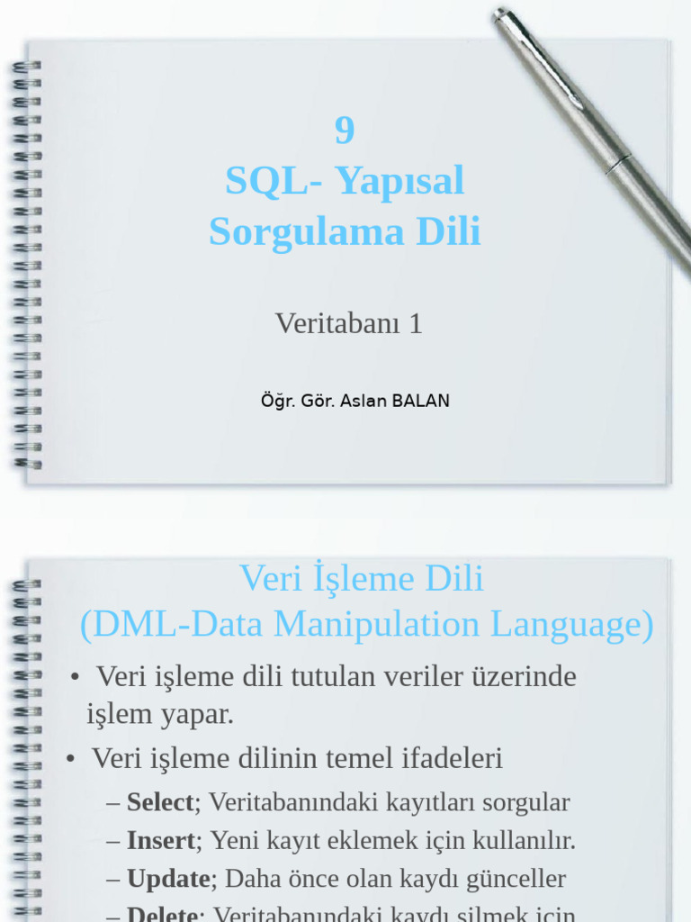 SQL - Yapısal Sorgulama Dili - part2-DML | PDF