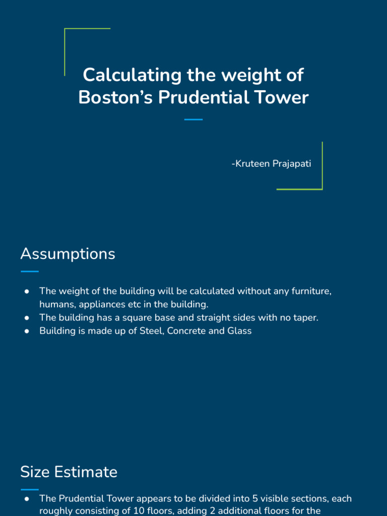 Prudential Tower Weight Calculations | PDF | Density | Volume
