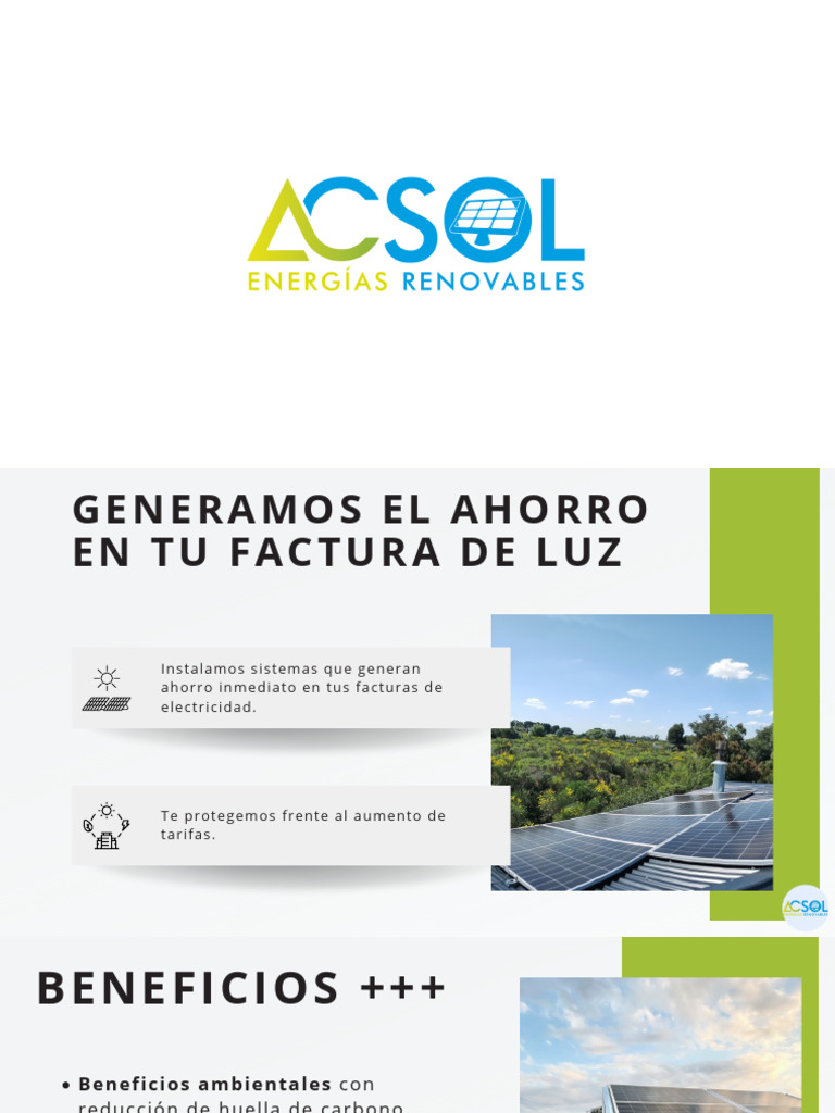 Presentación ACSOL | PDF | Sistema fotovoltaico | Tecnologías sostenibles