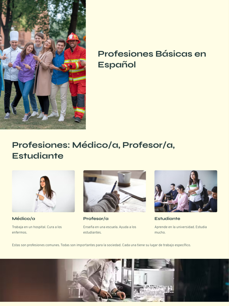 Profesiones Básicas en Español | PDF | Bombero