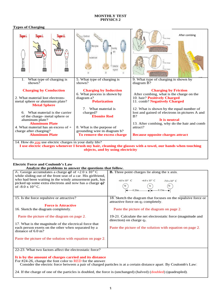 Types of Charging in Physics Explained | PDF | Force | Electric Charge