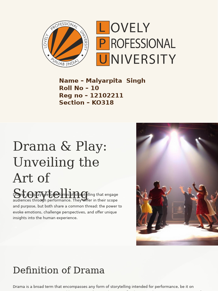 Drama and Play Unveiling The Art of Storytelling | PDF | Play (Theatre ...