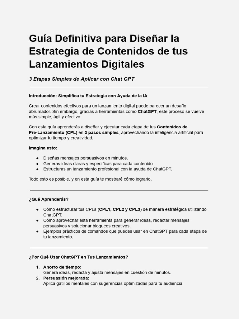 Estrategia de Contenidos de Tus Lanzamientos Digitales - Guía Definitiva - 3 Etapas Simples de ...