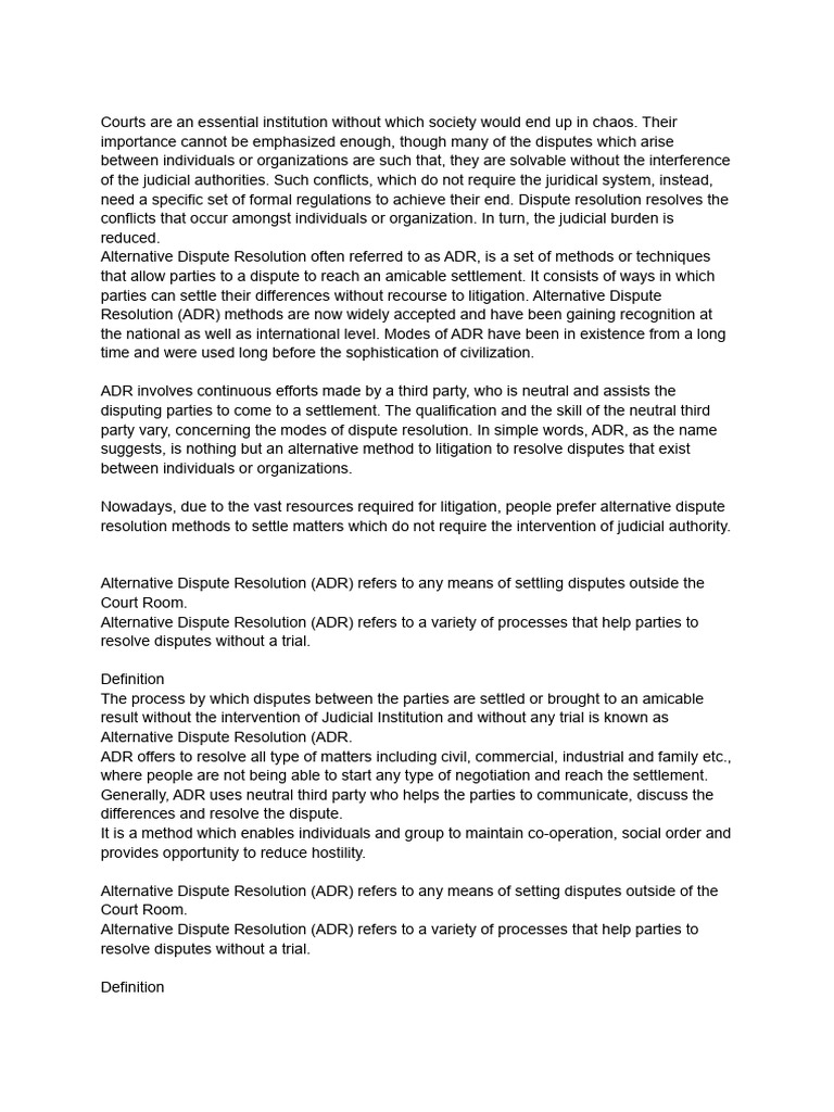 Alternative Dispute Resolution | PDF | Alternative Dispute Resolution | Mediation