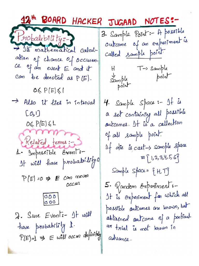 Probability Handwritten 1 | PDF