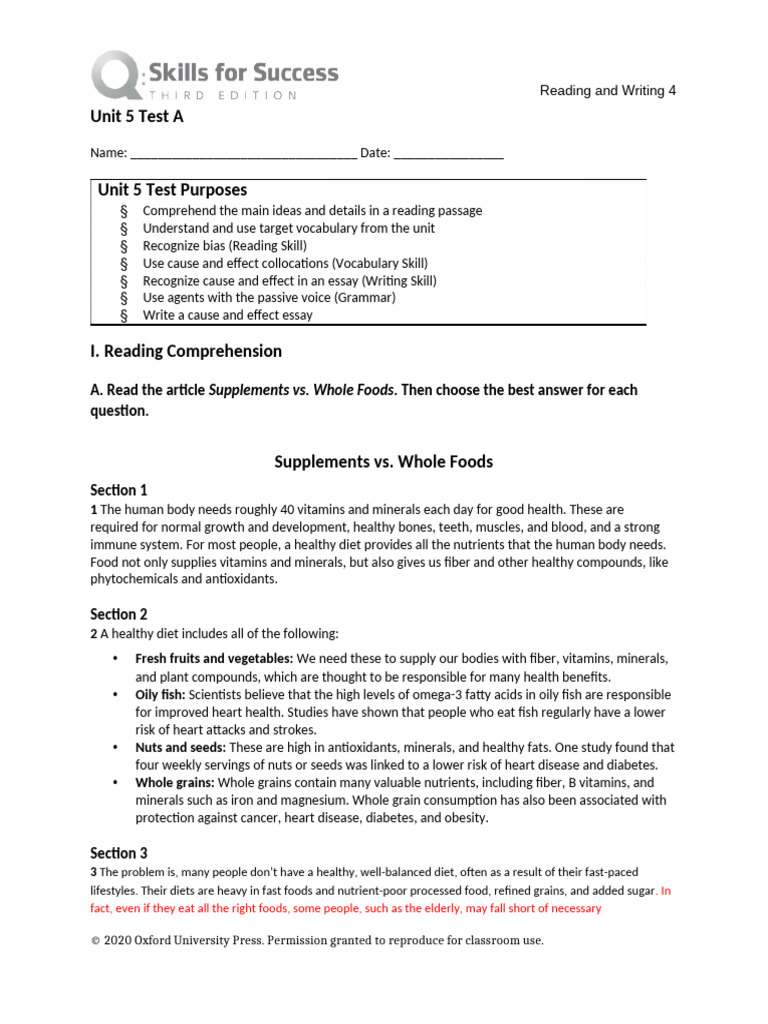 Review U5_Q3e_RW4_U05A_Student | PDF | Dietary Supplements | Vitamin