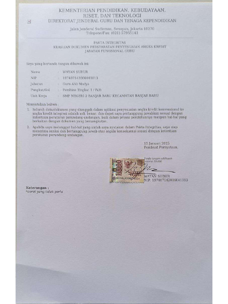 Fakta Integriitas 2025 Wayan Subur | PDF