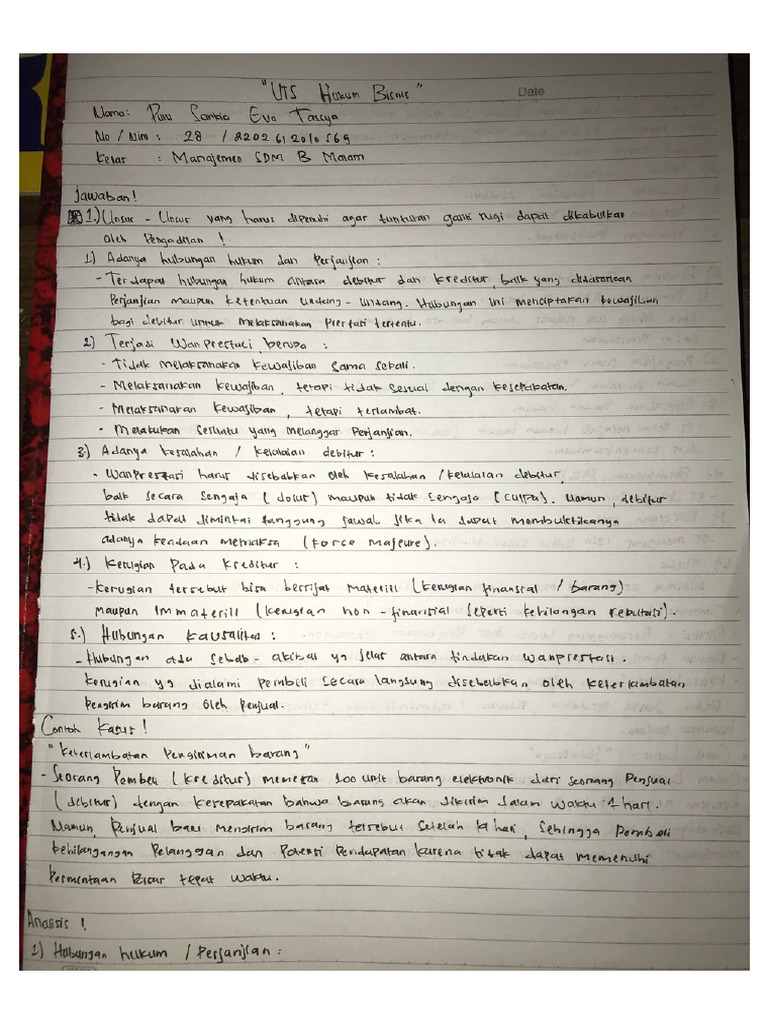 UTS Hukum Bisnis - Putu Sankia Eva Tassya - 2202612010569 | PDF