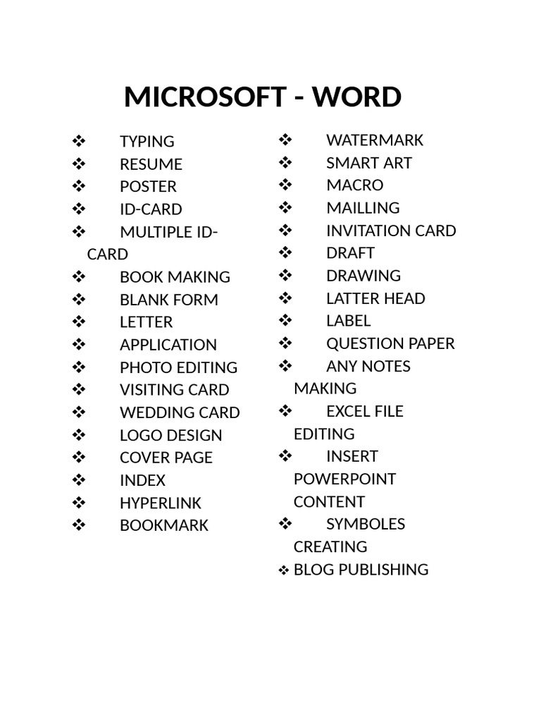 Ms Word Syllabus | PDF