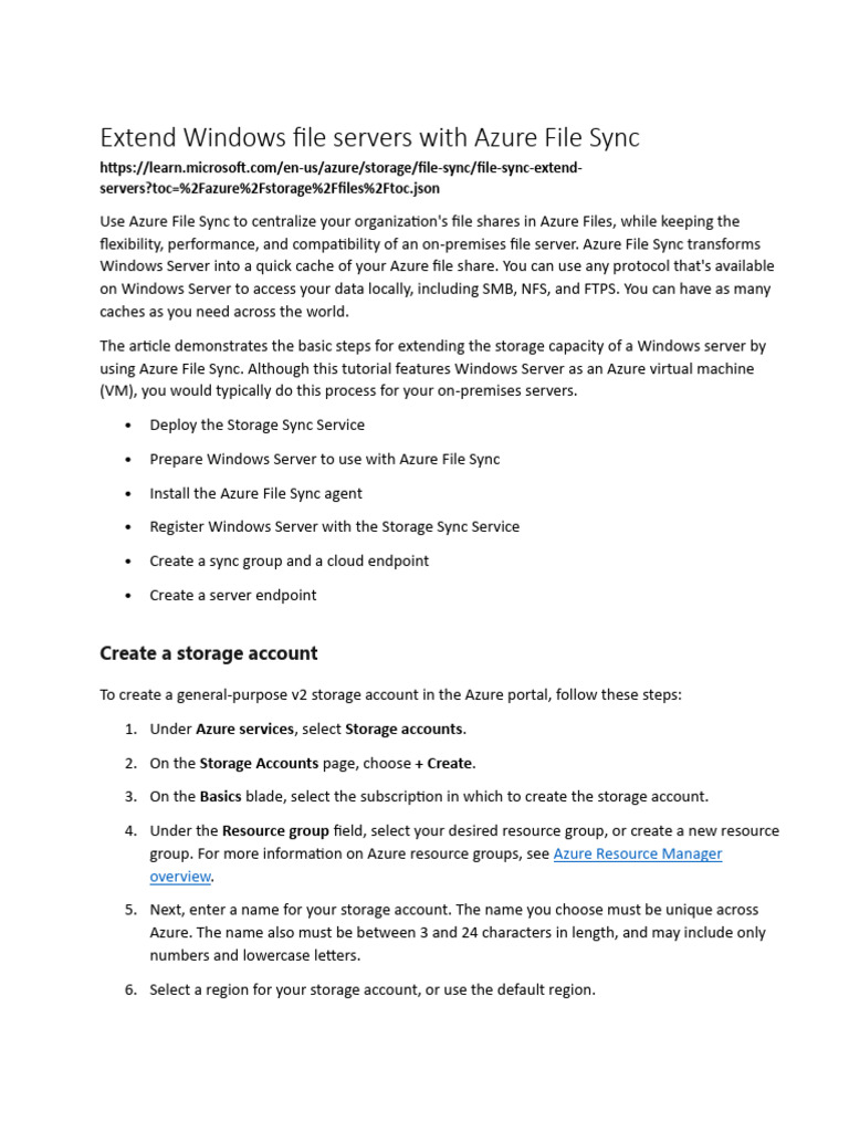 Extend Windows File Servers With Azure File Sync | PDF | Computer File | Microsoft Azure