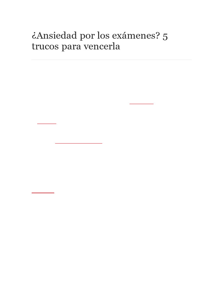 Ansiedad Ante Exámenes | PDF | Ansiedad | Pensamiento