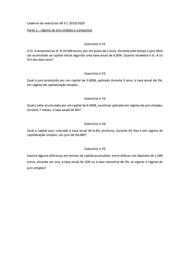 Caderno_exercicio_parte1 -nr1_a_nr10 | PDF | Juros | Passivo (contabilidade financeira)