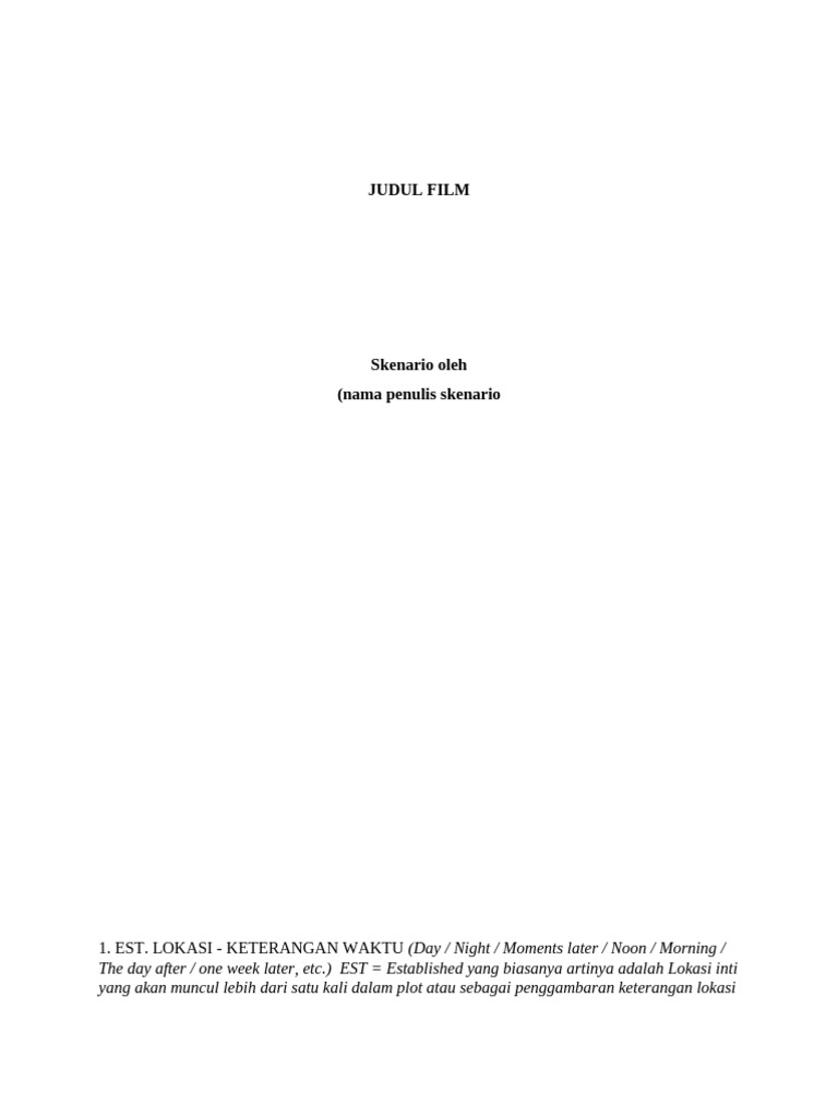 Format Penulisan Skenario Film | PDF