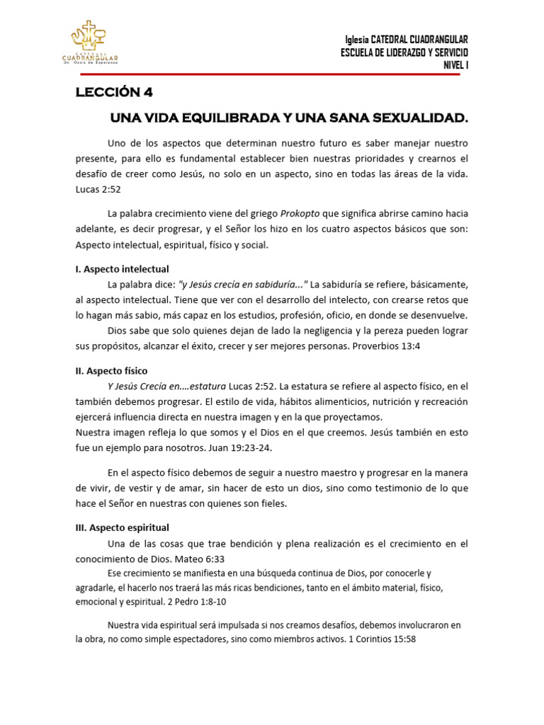 Clase 4 (ELI) Vida Equilibrada y Sana Sexualidad | PDF | Jesús | Dios