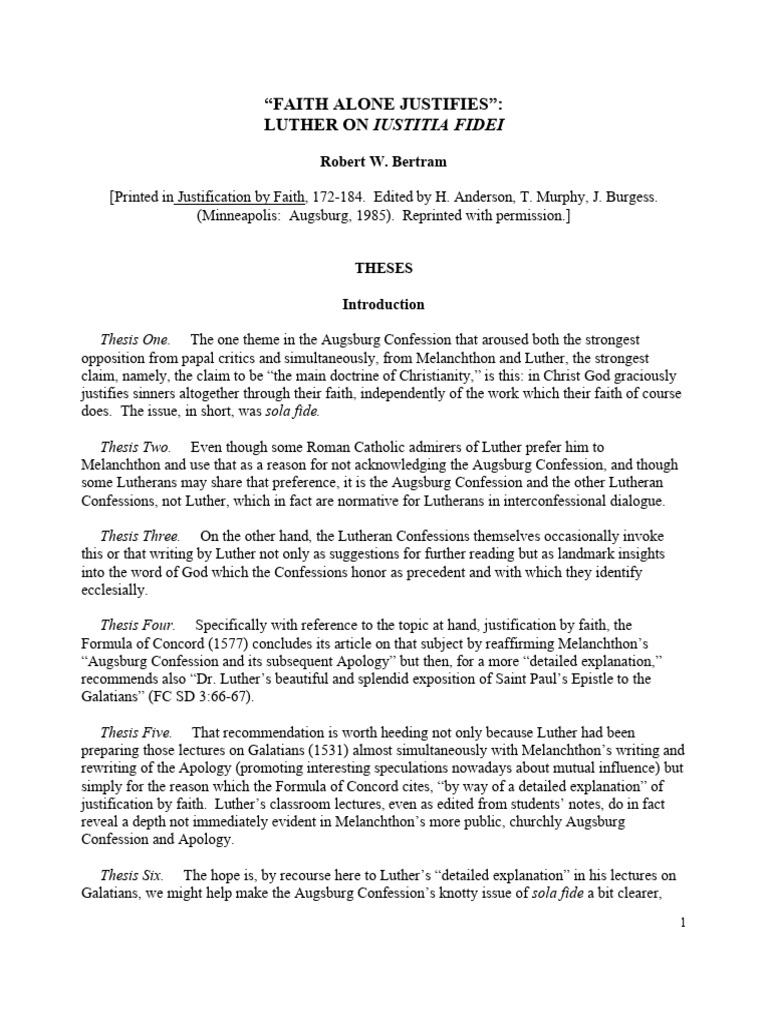 Faith Alone Justifies 1 | PDF | Sola Fide | Justification (Theology)