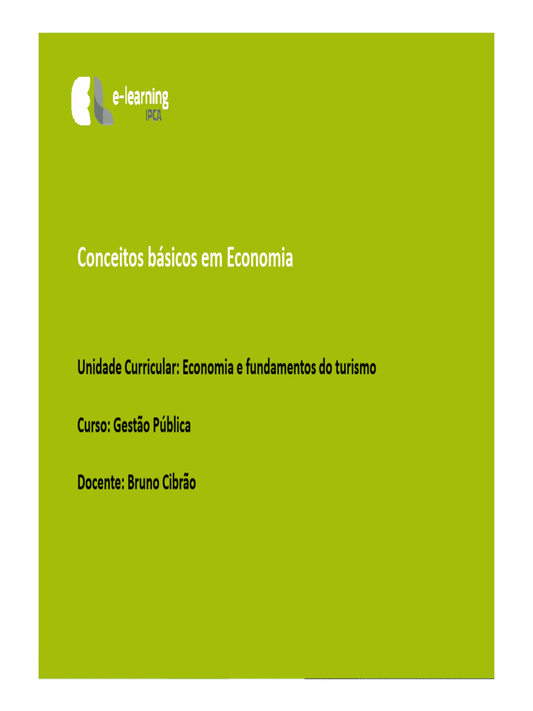 3 - Conceitos Básicos em Economia | PDF | Economia | Turismo