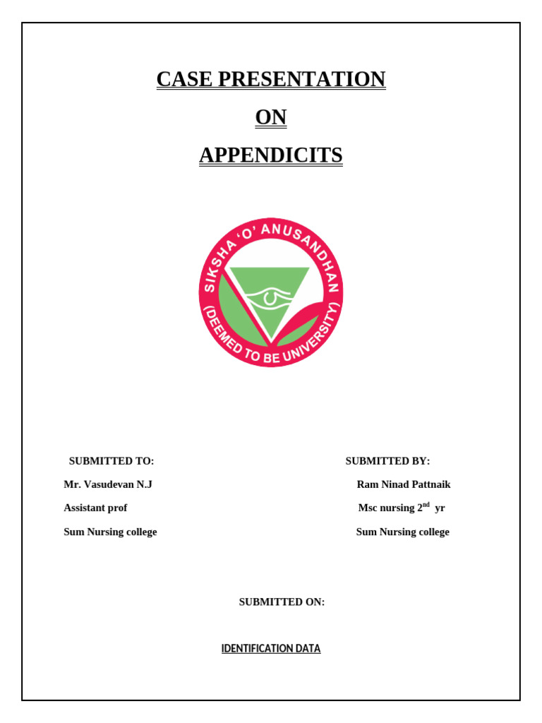Case Presentation On Appendicitis | PDF | Human Nose | Clinical Medicine