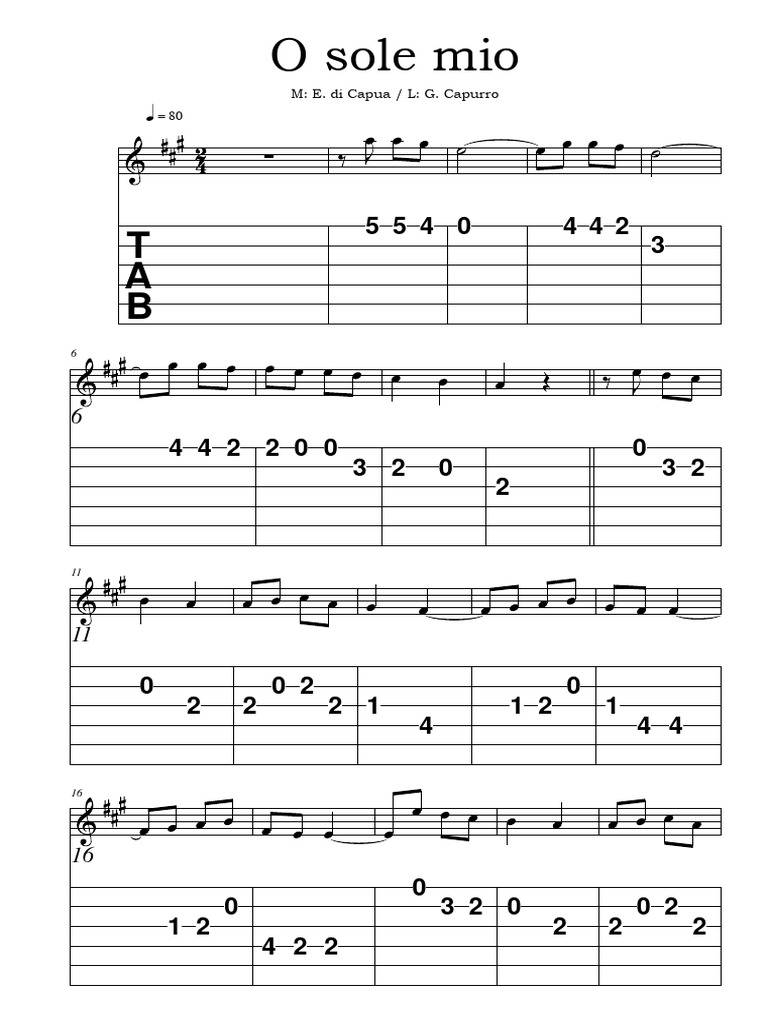 O Sole Mio Lyrics and Notes | PDF